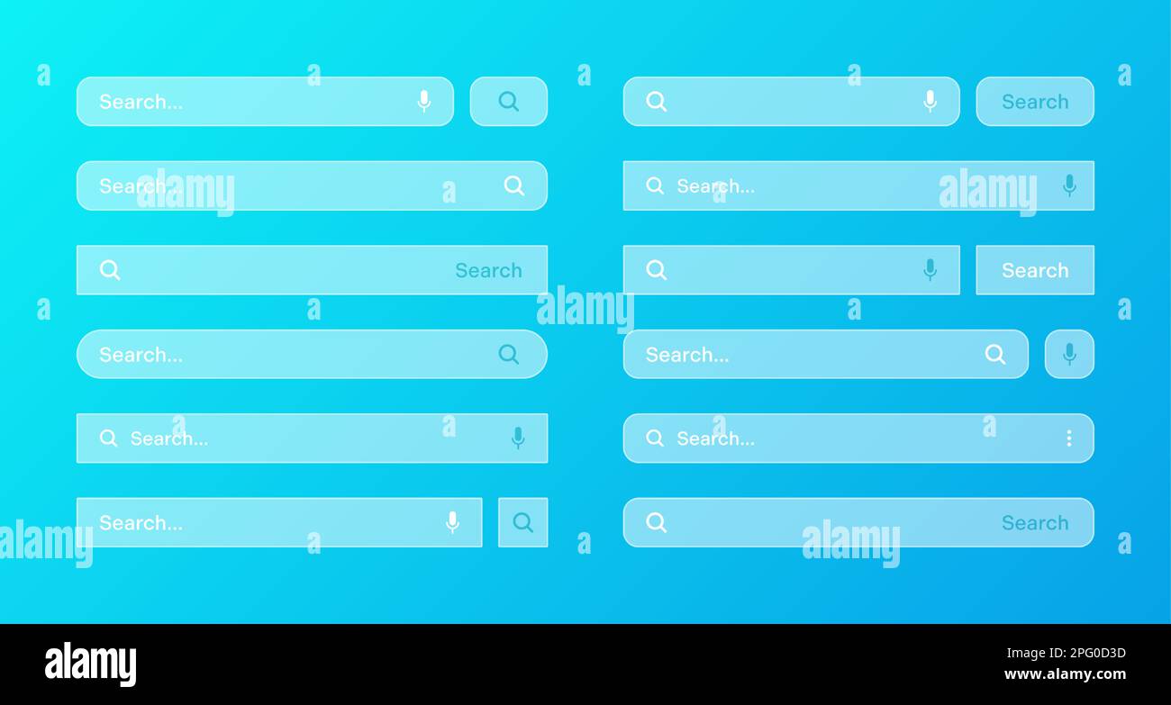 Various transparent search bar templates. Internet browser engine with ...