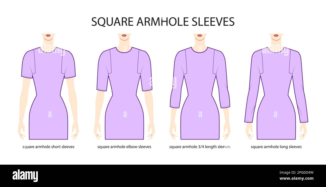 Set of Square armhole sleeves clothes - long, short, 3-4, elow length ...