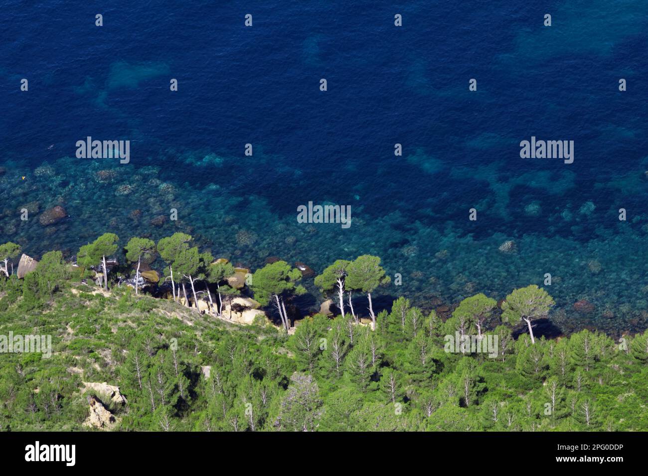 Scenic view from the limestone formation The Calanques of Marseille ...