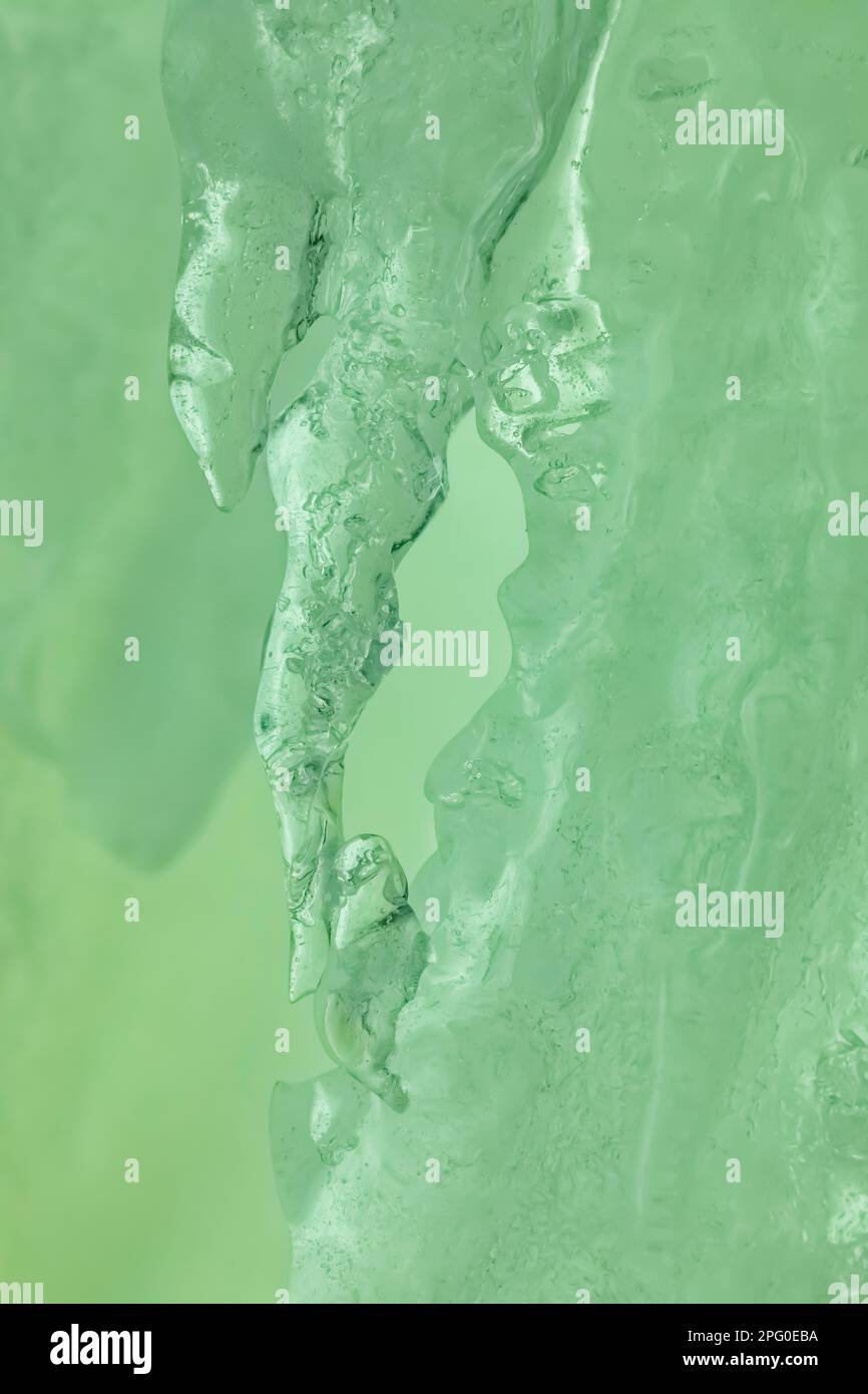 Closeup of spectacular ice formations of Eben Ice Caves, Rock River ...