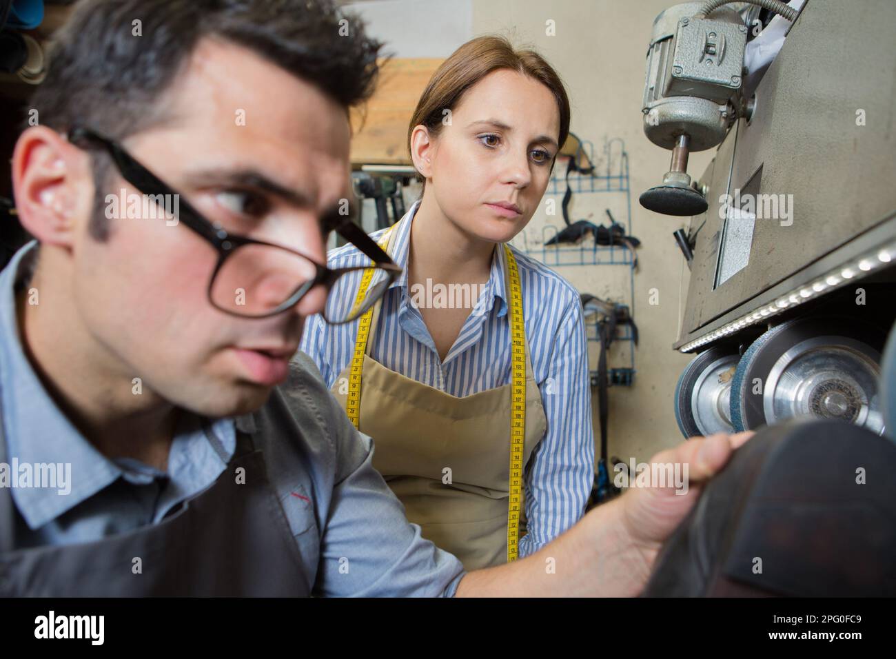 shoe maker details and portraits Stock Photo - Alamy