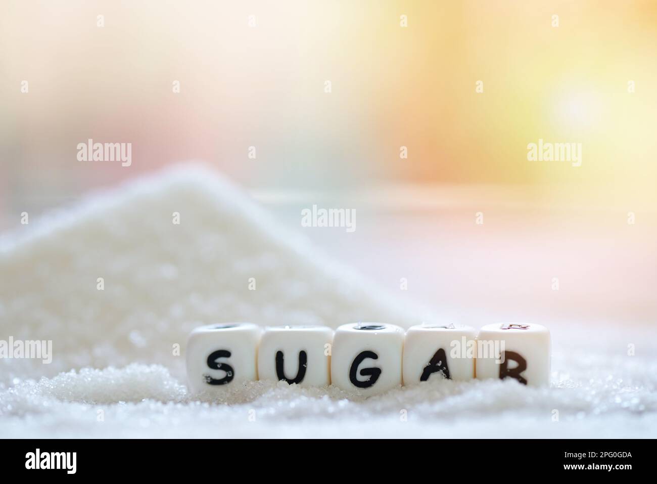 Sugar on nature blur background, white sugar for food and sweets ...