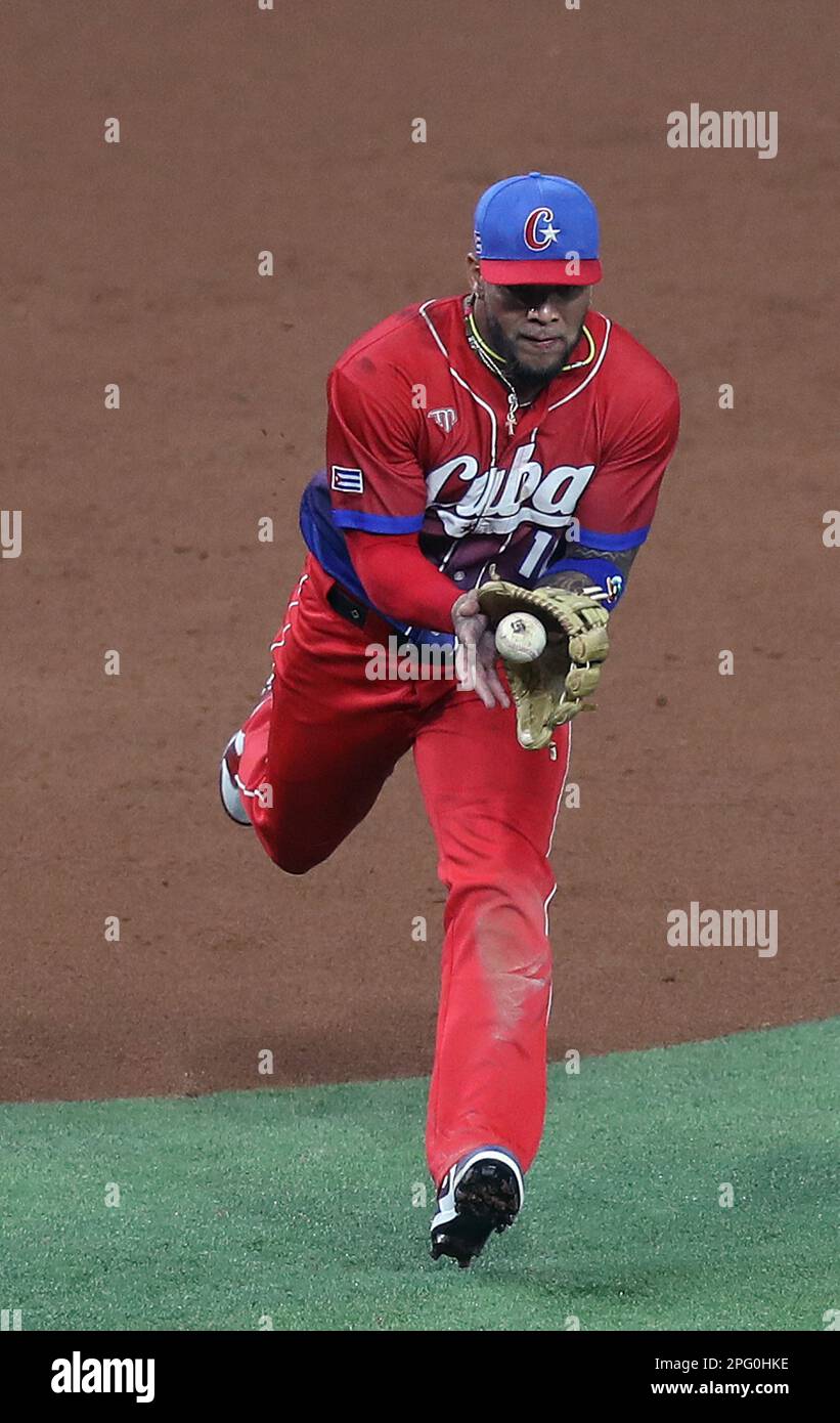 Miami, United States. 19th Mar, 2023. Cuba's Yoan Moncada (1) fields a ...