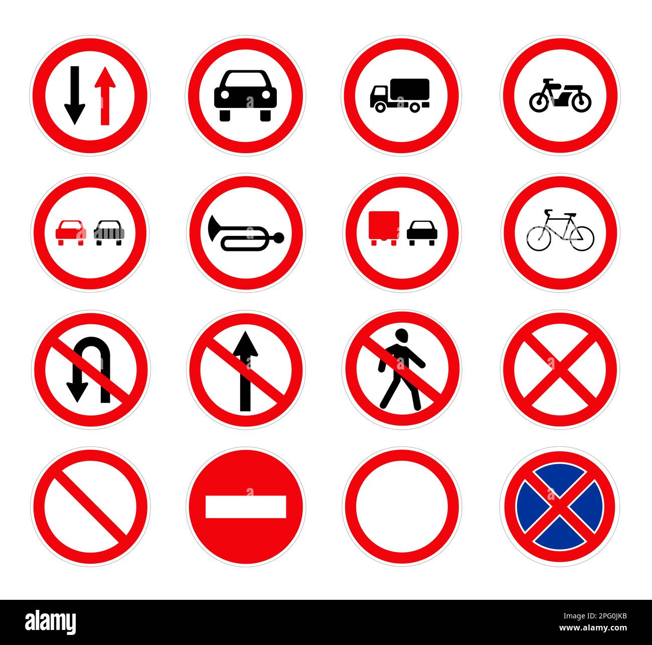 Set with different road signs on white background Stock Photo - Alamy