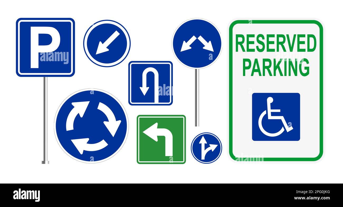 Set with different road signs on white background. Banner design Stock ...