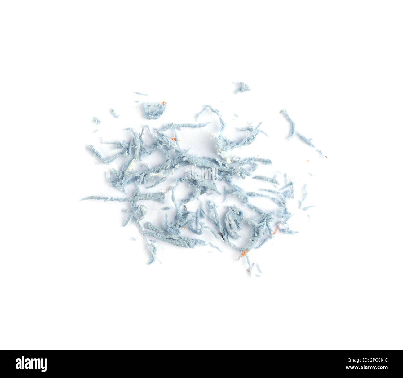 Pile of light blue eraser crumbs on white background, top view Stock ...