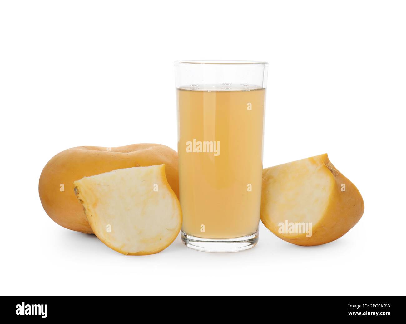 Glass of freshly made turnip juice on white background Stock Photo - Alamy