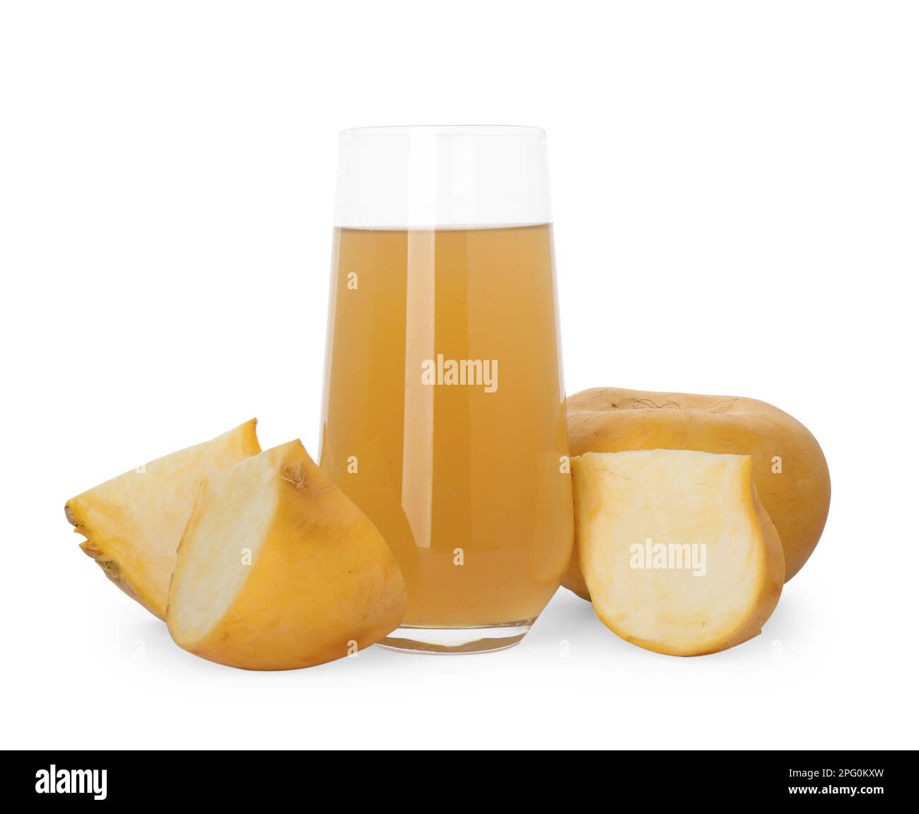 Glass of freshly made turnip juice on white background Stock Photo - Alamy