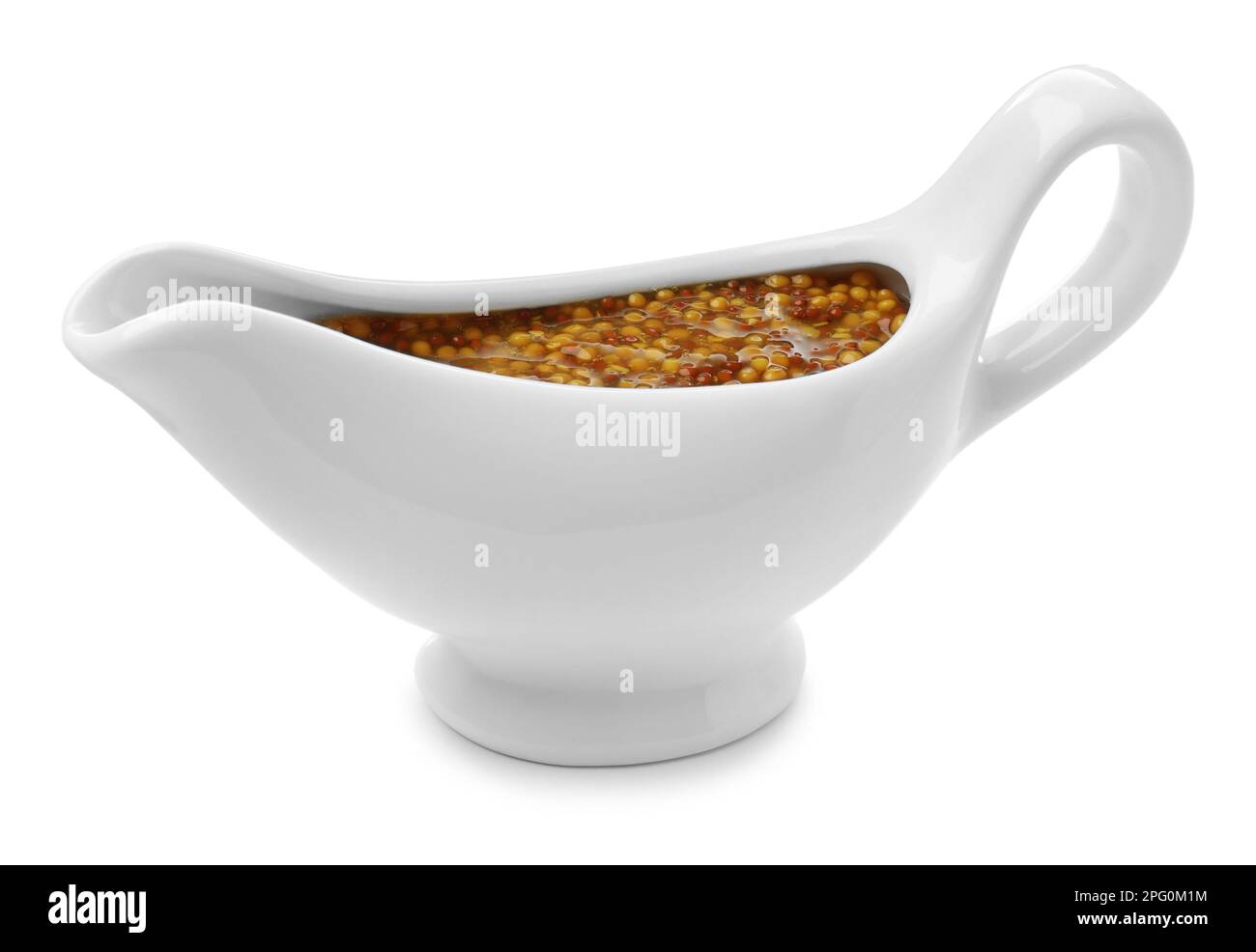 Ceramic boat with whole grain mustard sauce isolated on white Stock ...