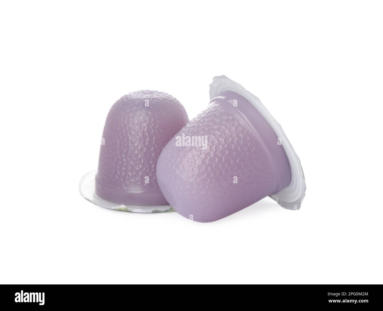 Delicious violet jelly cups on white background Stock Photo - Alamy
