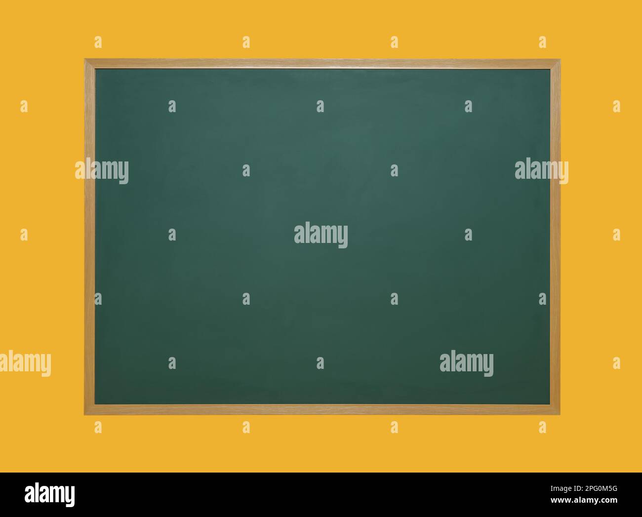 Clean green chalkboard on orange background. School equipment Stock ...