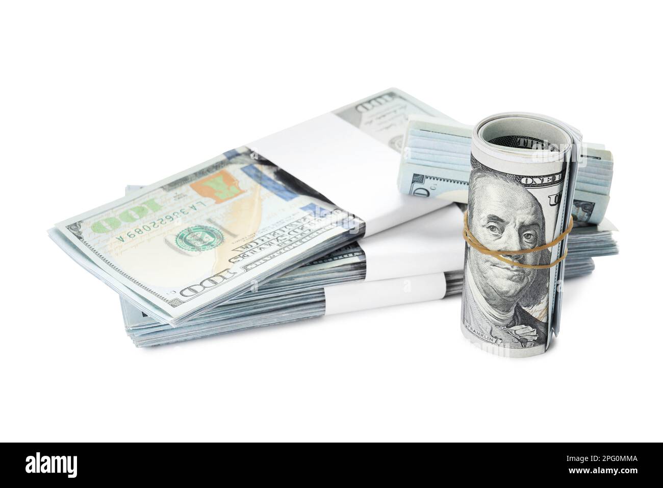 Dollar banknotes on white background. American national currency Stock ...