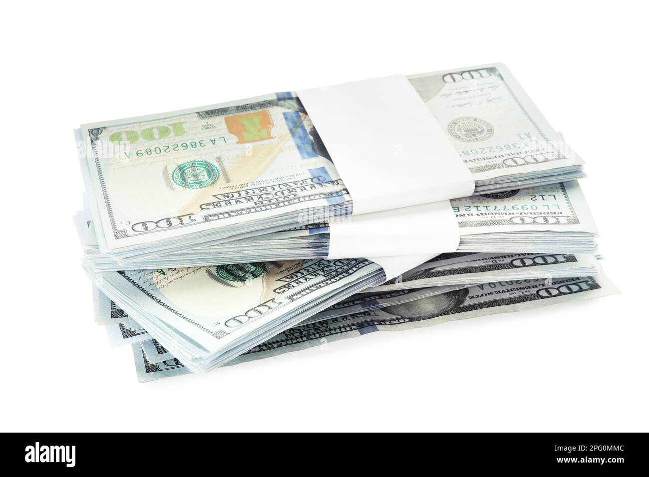 Bundles of dollar banknotes on white background. American national ...