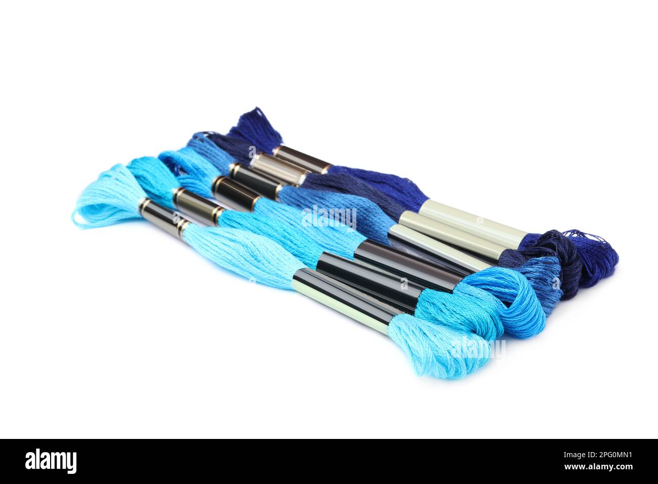 Set of colorful embroidery threads on white background Stock Photo - Alamy