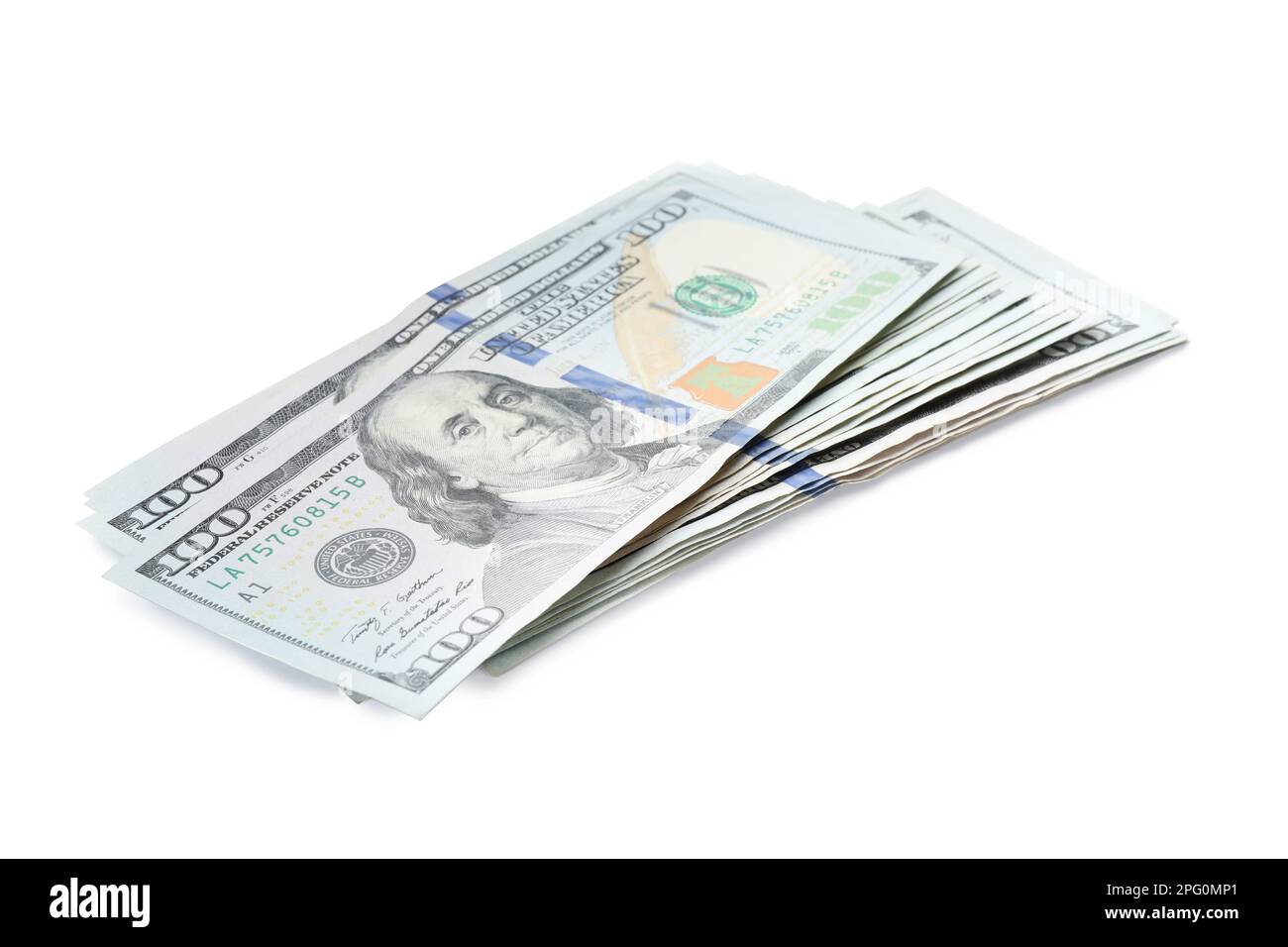 Dollar banknotes on white background. American national currency Stock ...