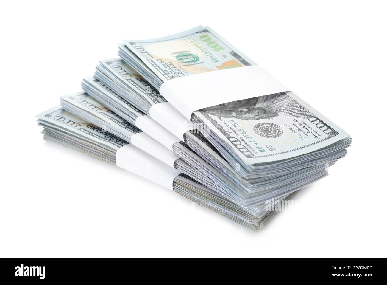 Bundles of dollar banknotes on white background. American national ...