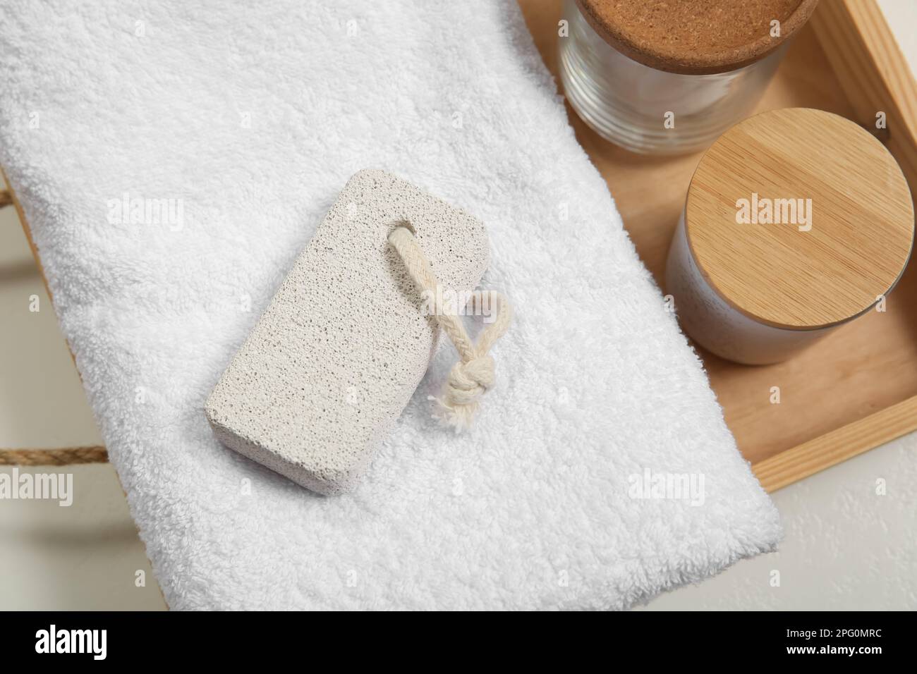 Folded towel on stone hi-res stock photography and images - Alamy