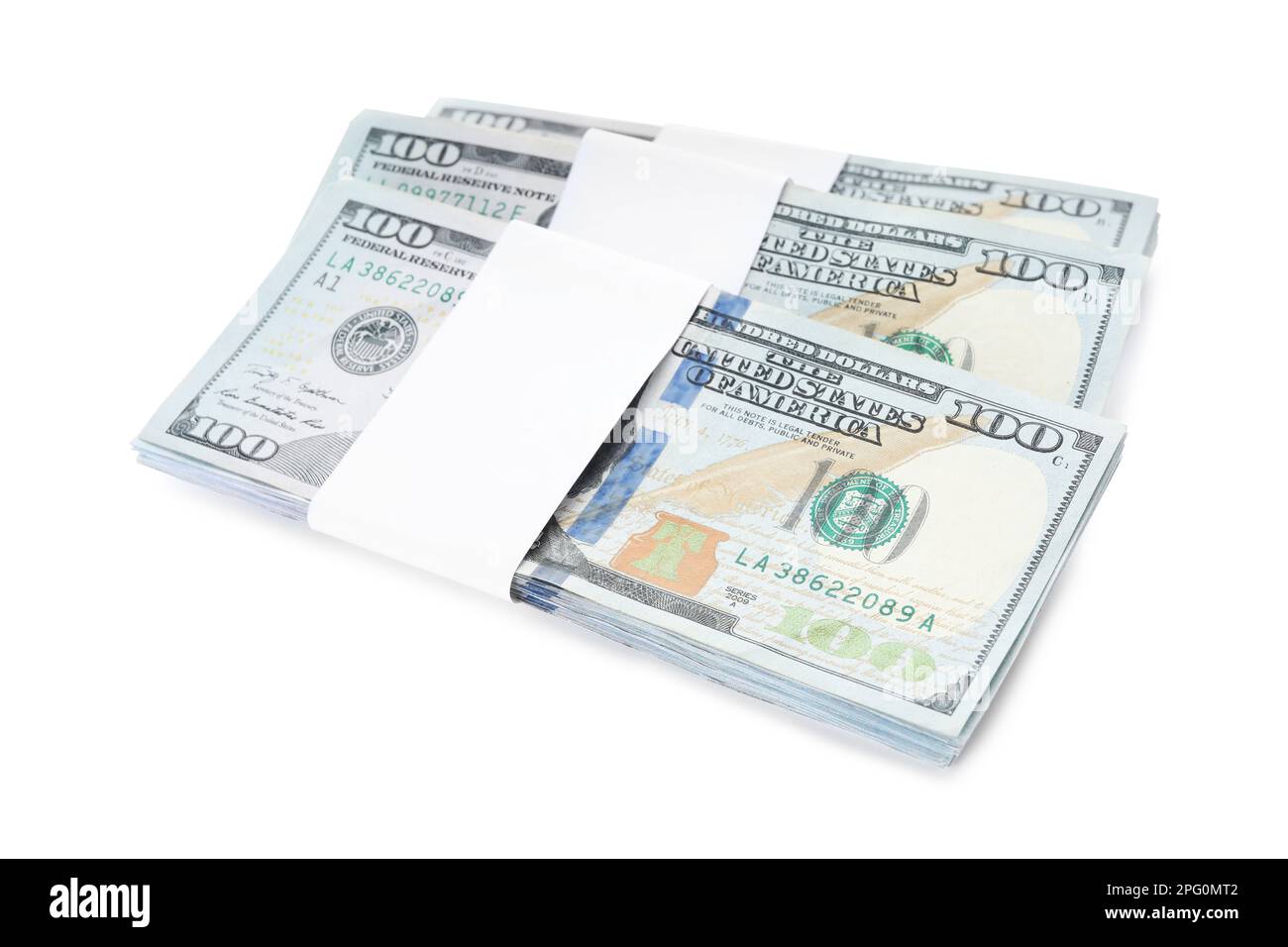 Bundles of dollar banknotes on white background. American national ...