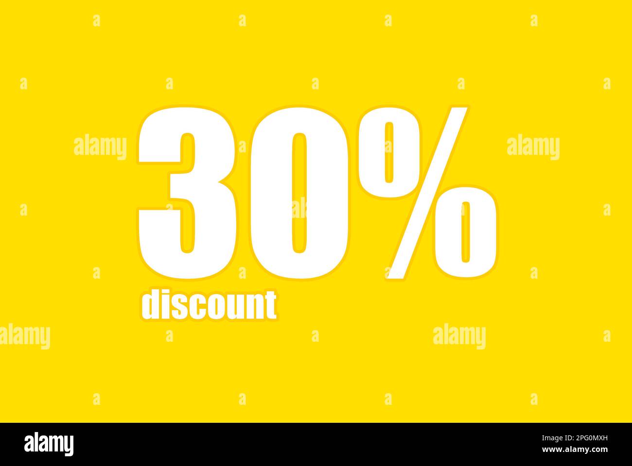 Inscription 30 percent discount on yellow background, illustration ...