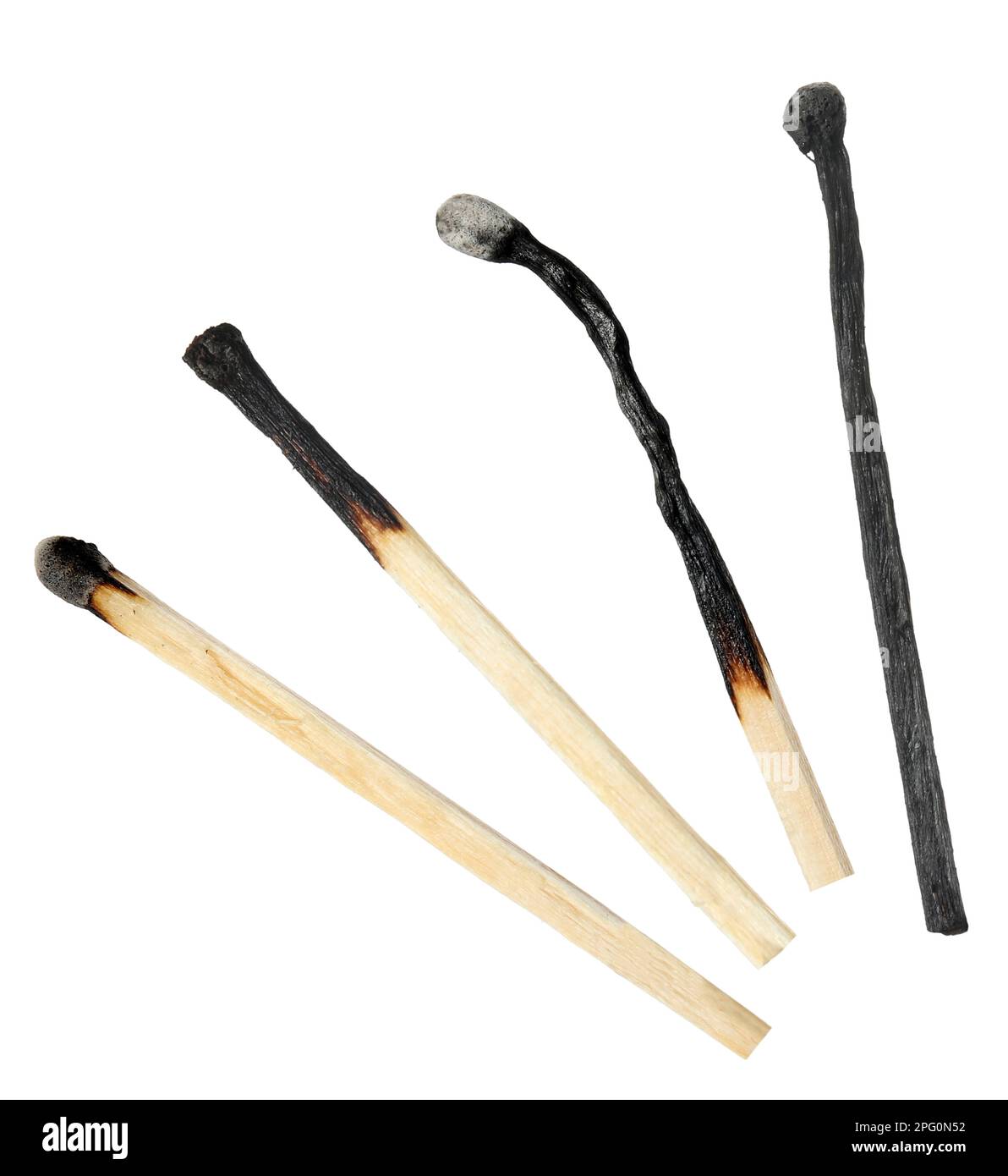 Set with burnt matches on white background Stock Photo - Alamy