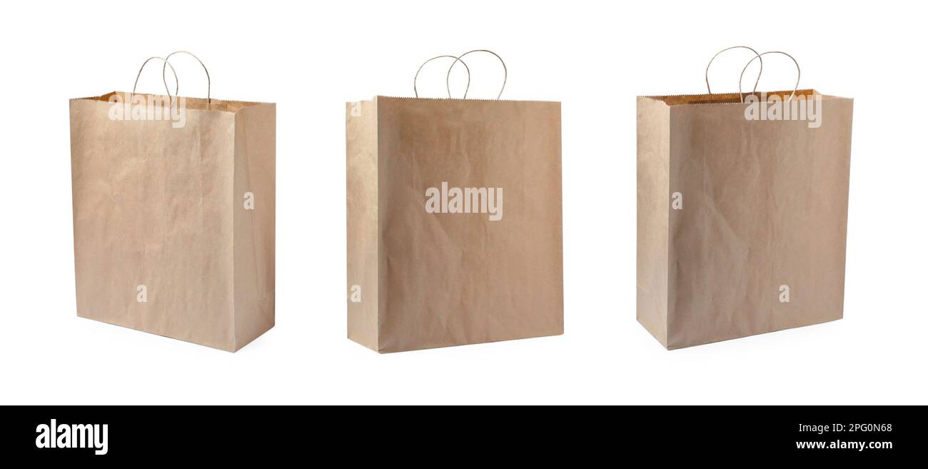 Set with paper bags on white background. Banner design Stock Photo - Alamy