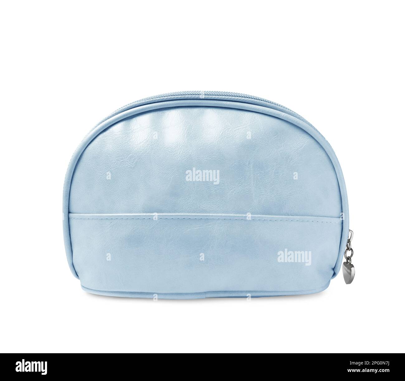 Stylish light blue cosmetic bag isolated on white Stock Photo - Alamy