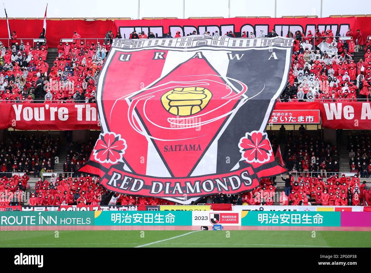 Urawa Komaba Stadium, Saitama, Japan. 18th Mar, 2023. Urawa Reds fans ...