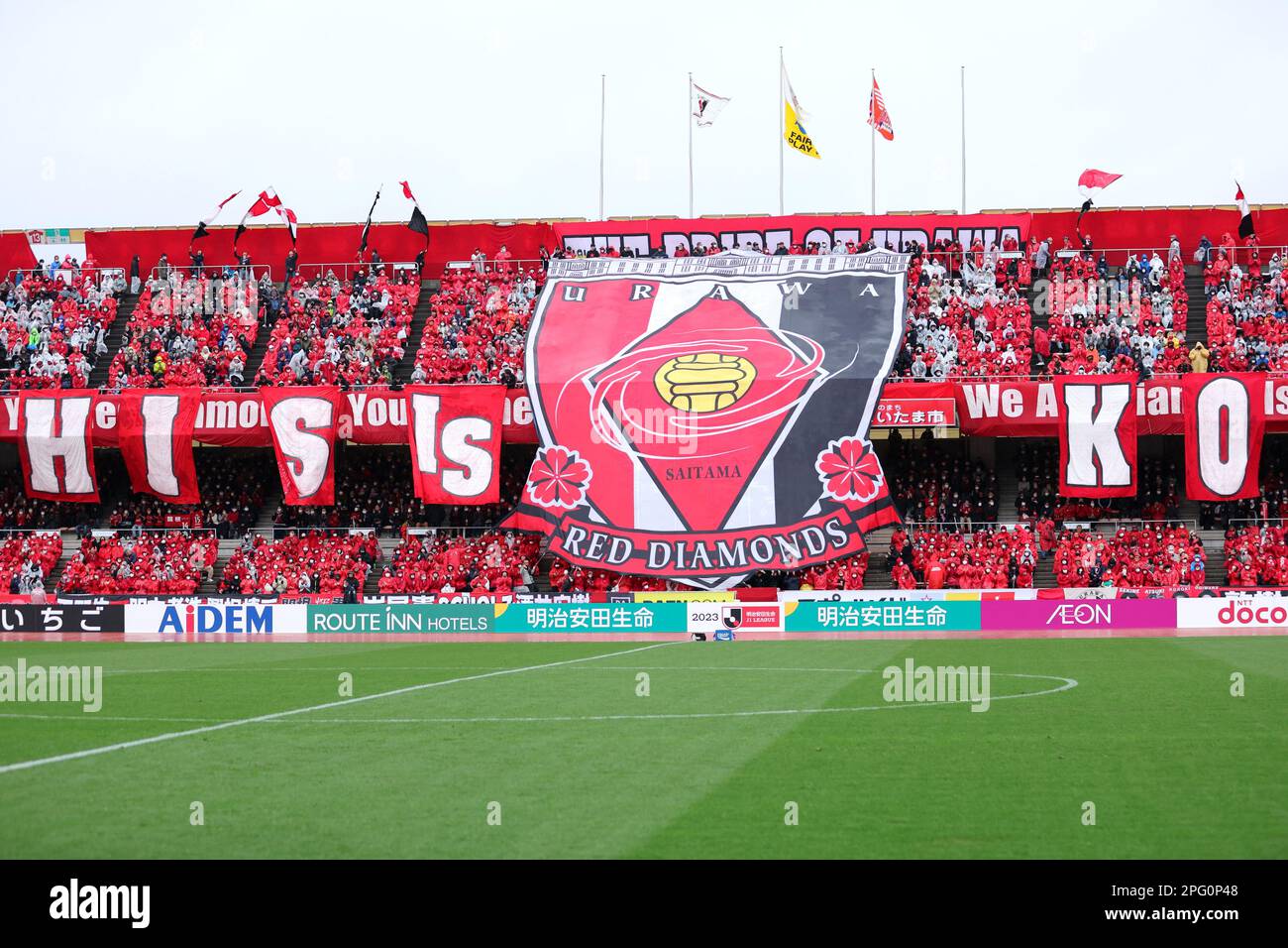 Urawa Komaba Stadium, Saitama, Japan. 18th Mar, 2023. Urawa Reds fans ...