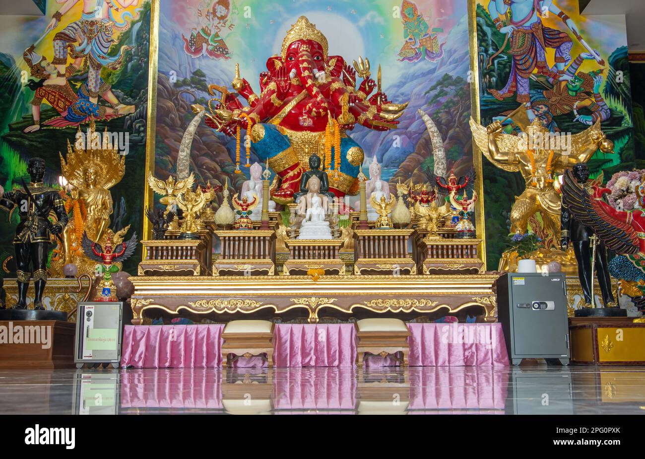 The altar with Lord Ganesha at Buddhist temple, Thailand Stock Photo ...