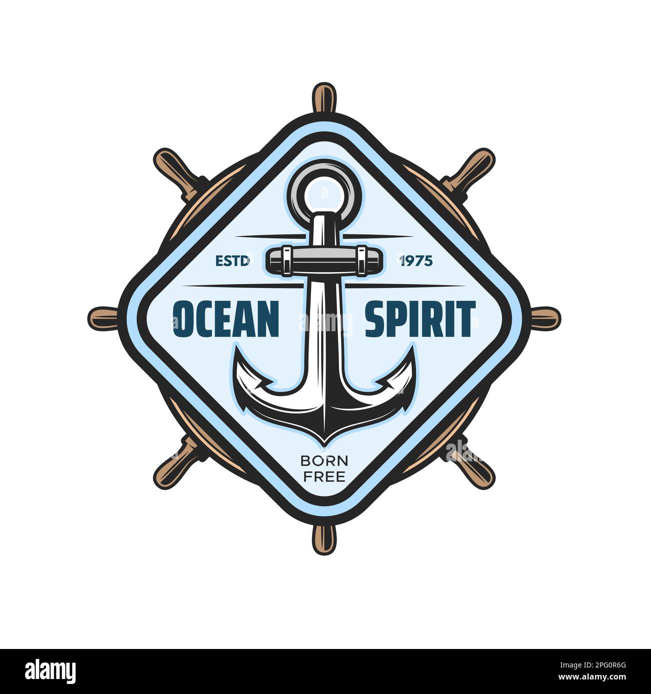 Marine heraldic icon with ship anchor, nautical sailing and ocean ...