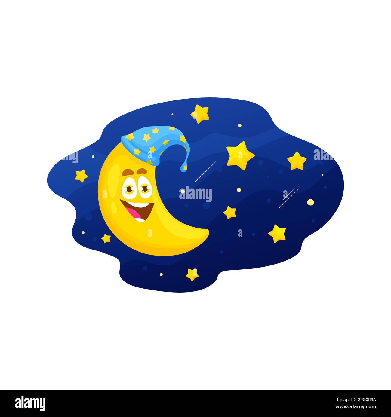 Cartoon funny moon and stars characters. Vector funny crescent ...