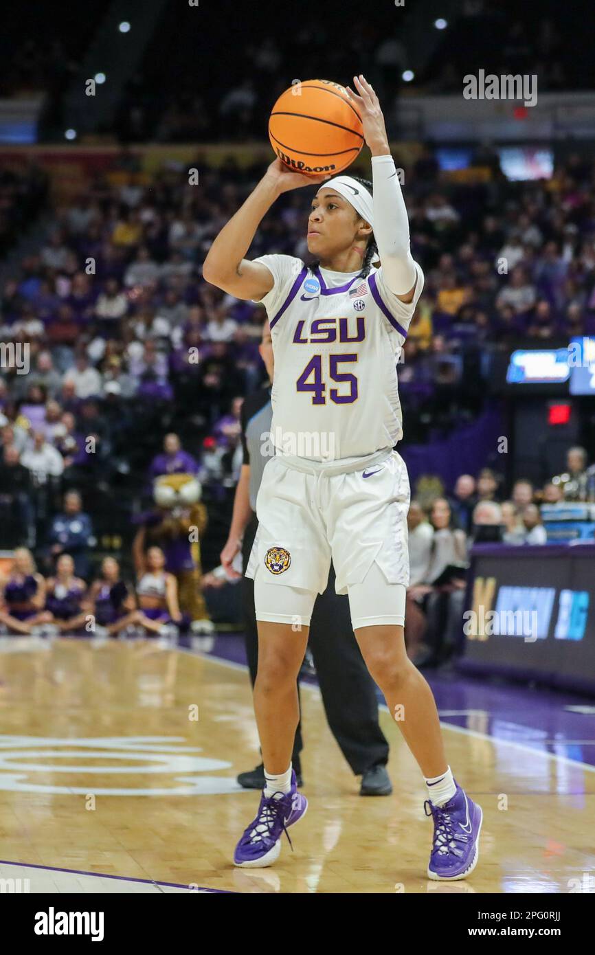Baton Rouge, LA, USA. 19th Mar, 2023. LSU's Alexis Morris (45) puts up ...