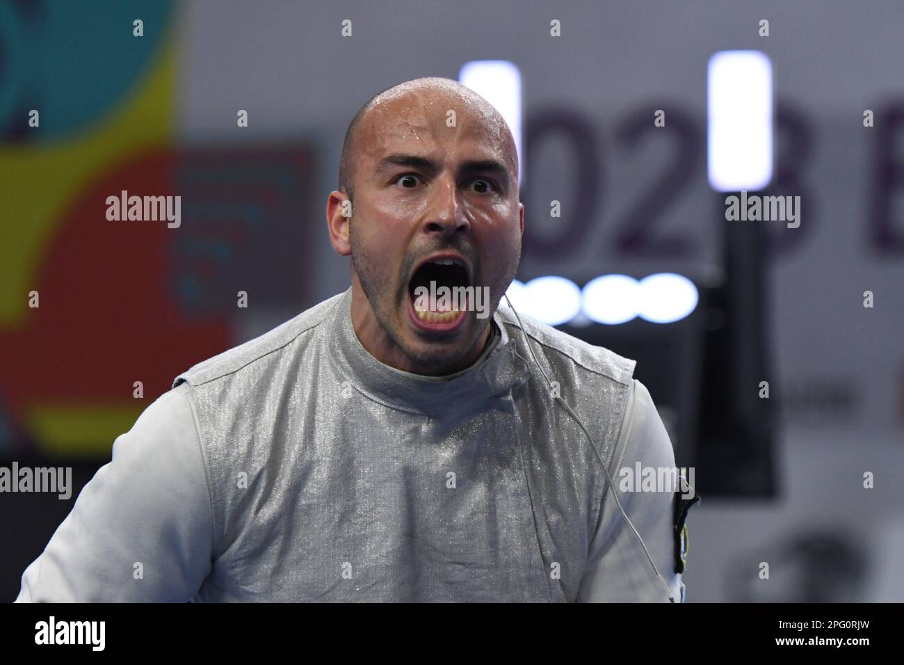 Busan, South Korea. 19th Mar, 2023. Alessio Foconi of Italy celebrates ...