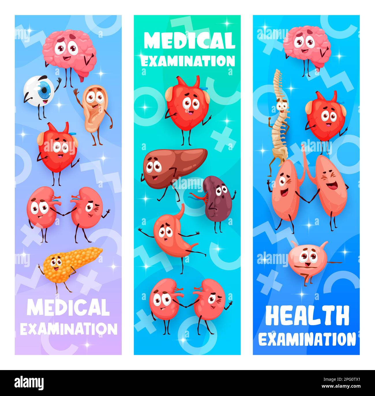 Health medical examination, cartoon human organ characters, vector ...
