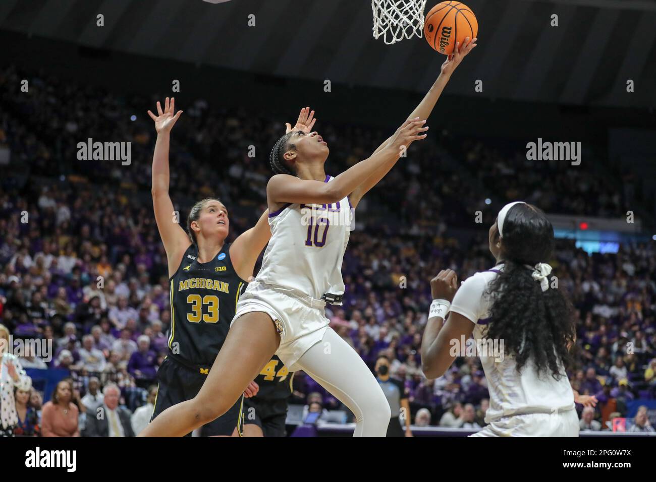 Baton Rouge, LA, USA. 19th Mar, 2023. LSU's Angel Reese (10) puts up an ...