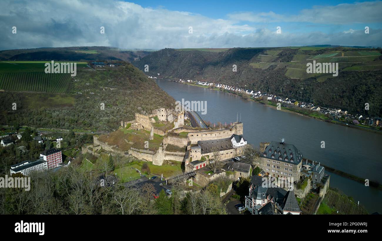 St. Goar, Germany. 14th Mar, 2023. Rheinfels Castle sits high above the ...