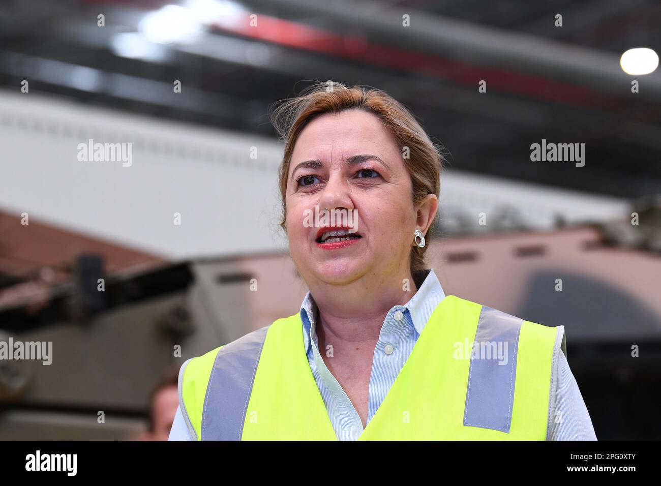 Queensland Premier Annastacia Palaszczuk talks to media as she visits ...