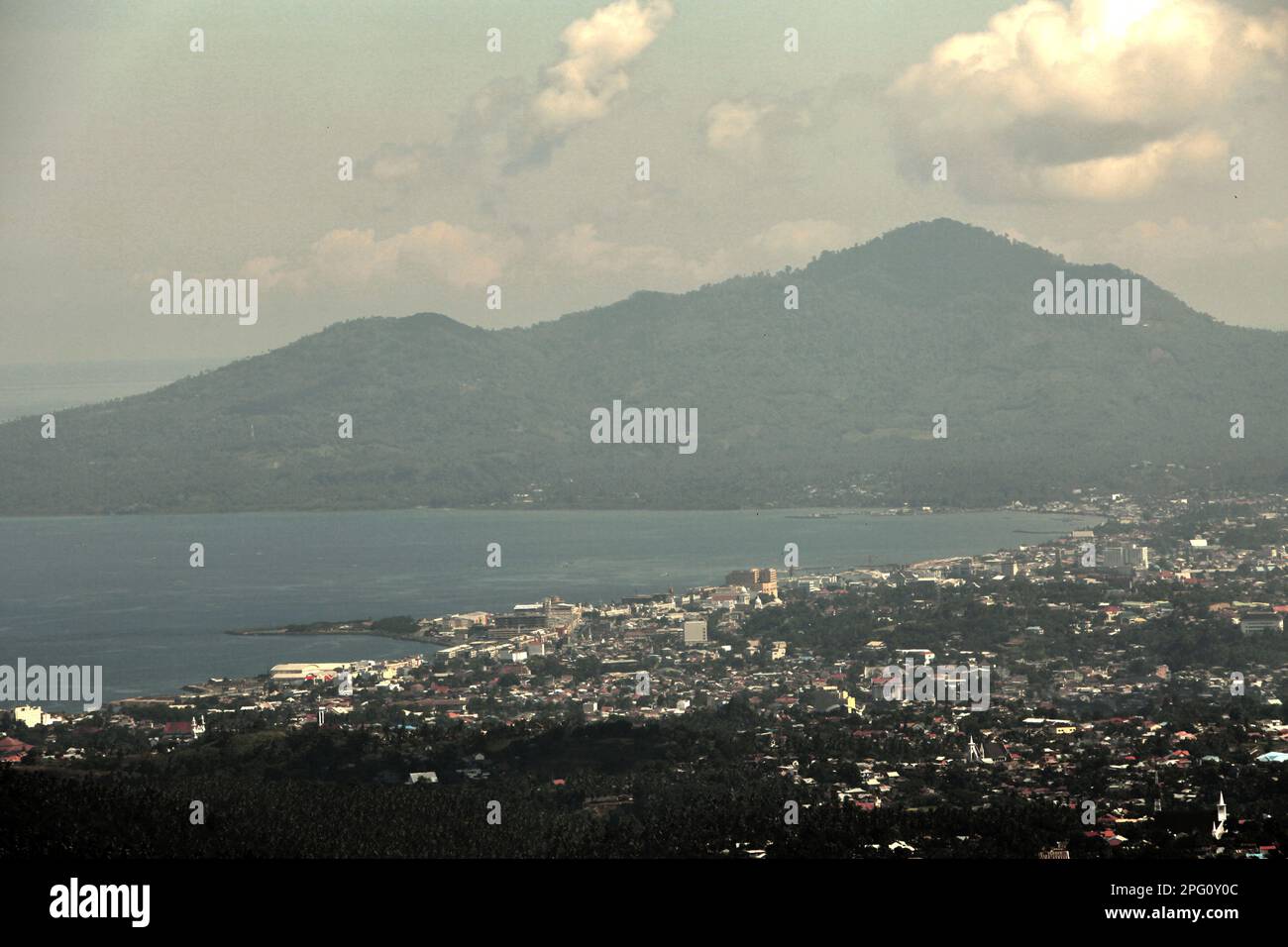 Scenery of Manado City landscape, the Bay of Manado and the adjacent ...