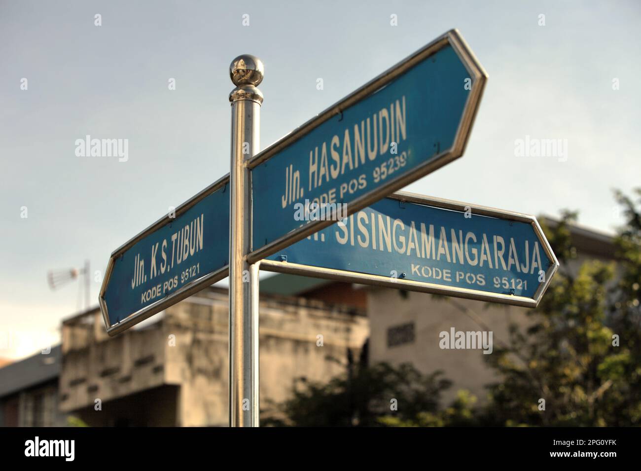 Directional sign boards showing street names in Manado City, North ...
