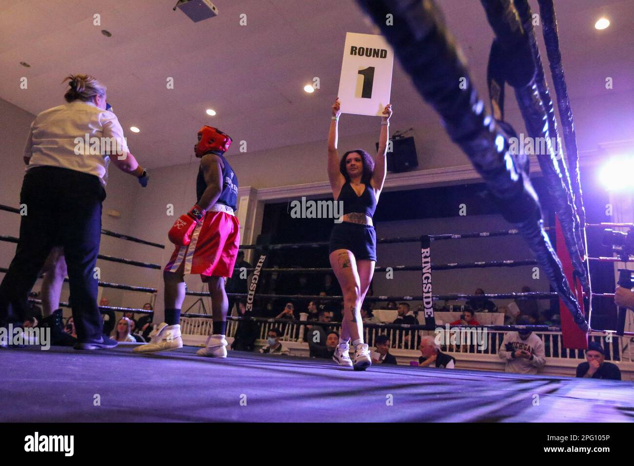 March 18 2023, Marconi Club, London Ontario Canada. Ring card girl at ...