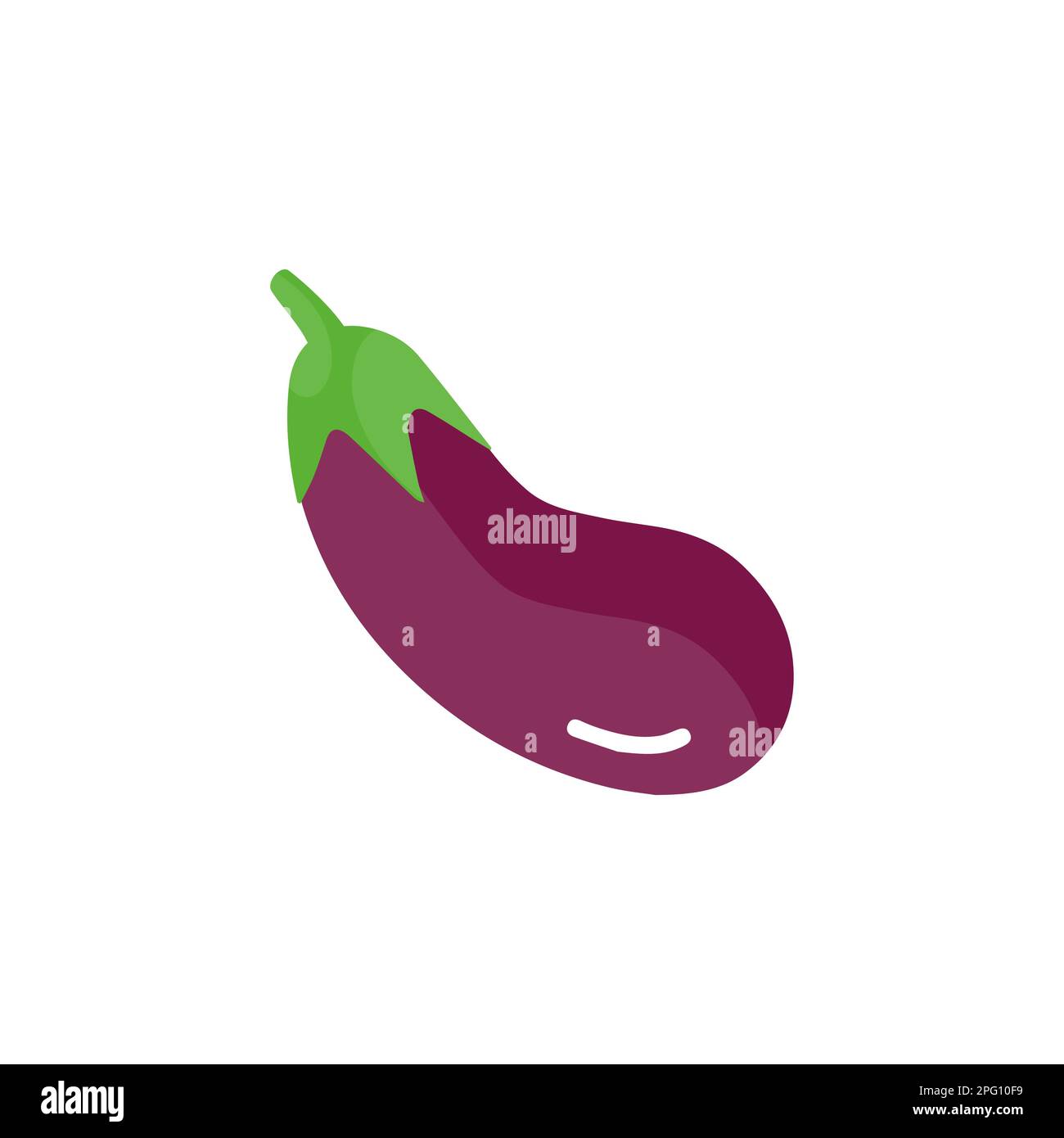 Eggplant Vegetable Icon Flat Cartoon Aubergine Isolated On White Background Cartoon Eggplant
