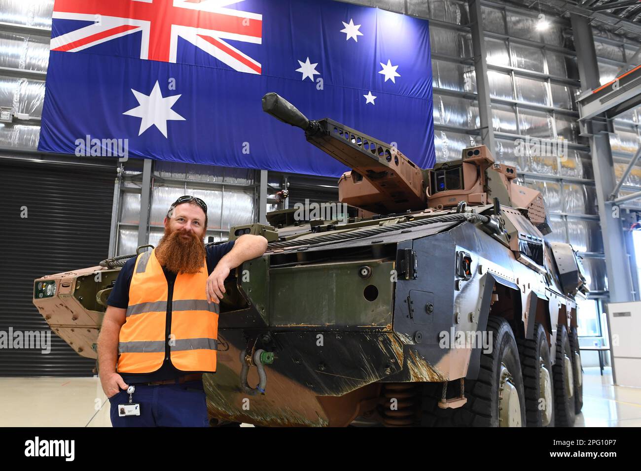 Maintenance planner Lee Campbell poses with A Boxer Combat ...
