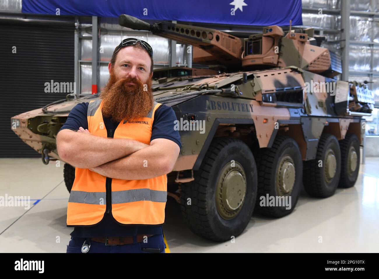 Maintenance planner Lee Campbell poses with A Boxer Combat ...