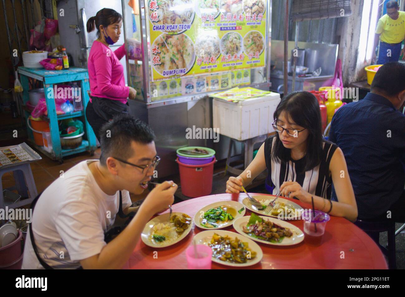 Malaysia, Penang, Georgetown, food court, people, eating Stock Photo ...