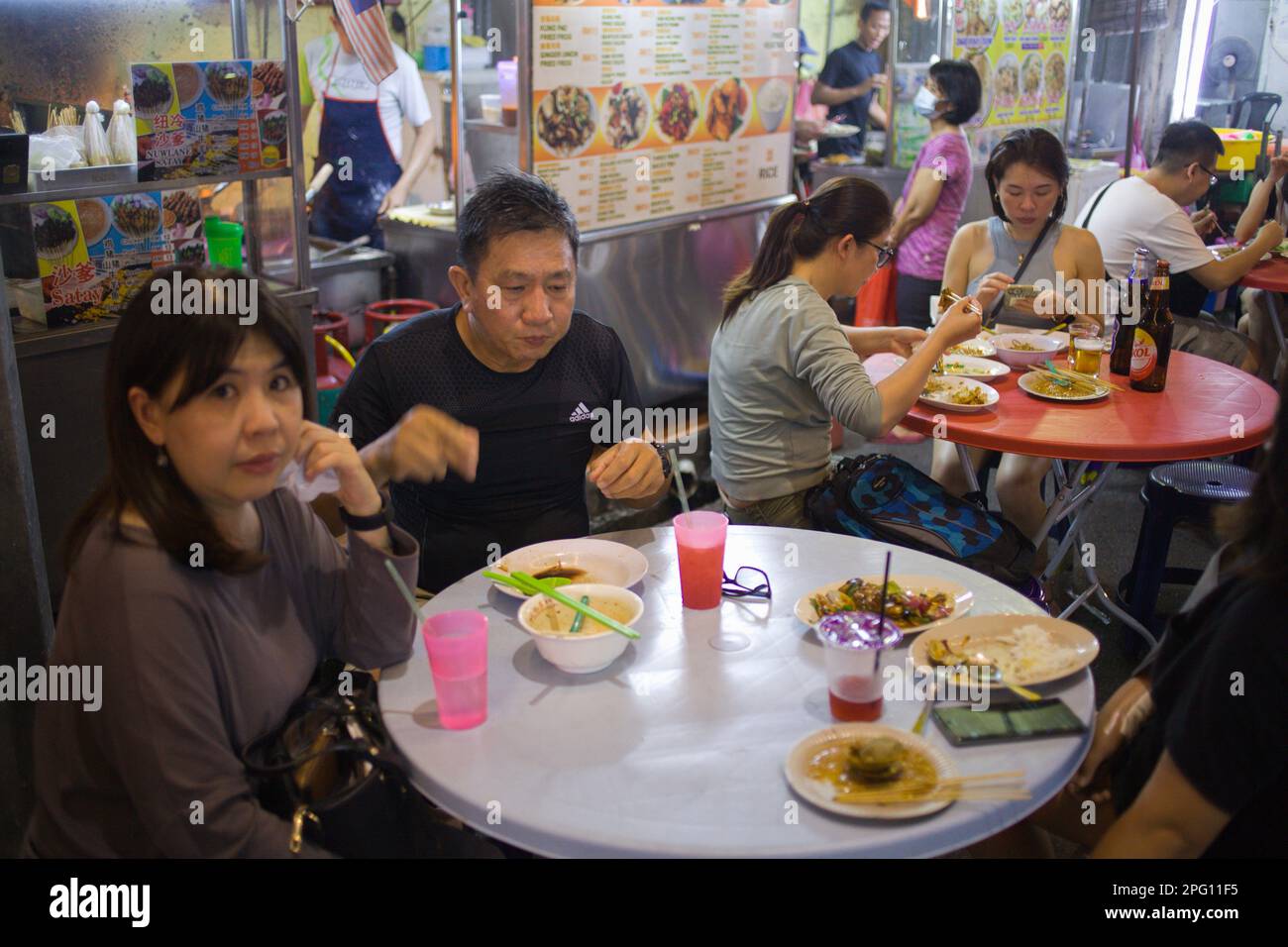 Malaysia, Penang, Georgetown, food court, people, eating Stock Photo ...