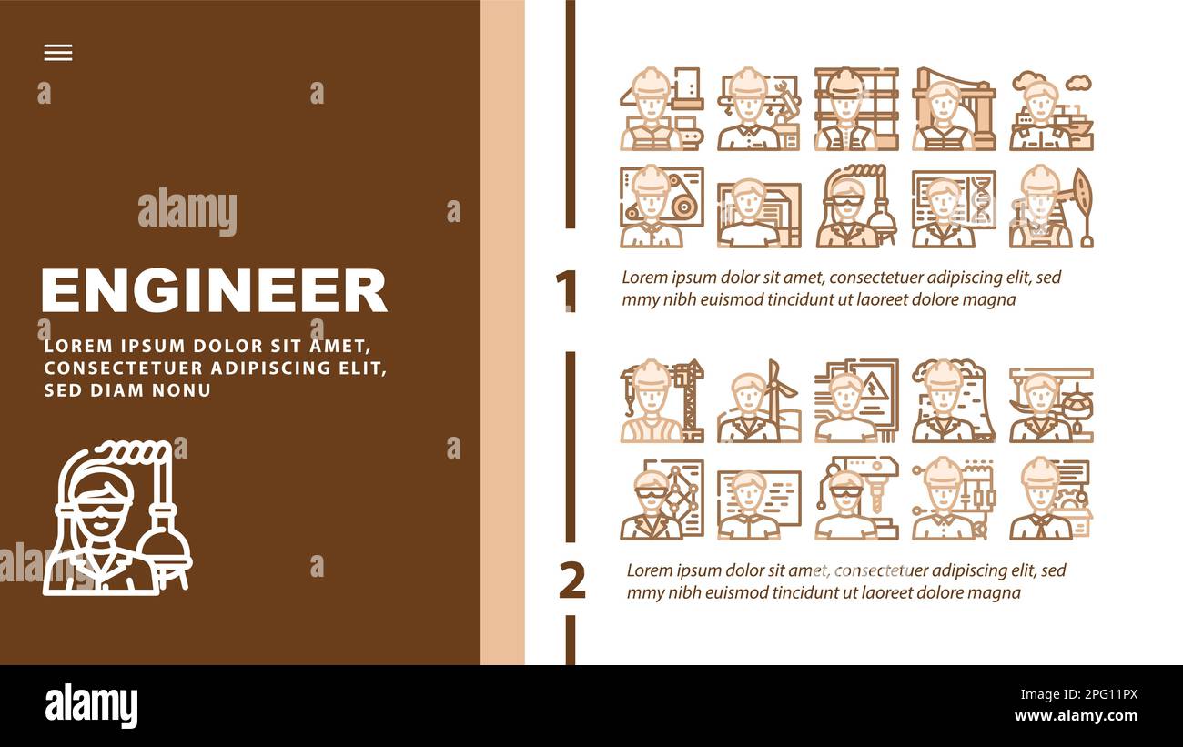 engineer worker man construction landing header vector Stock Vector ...