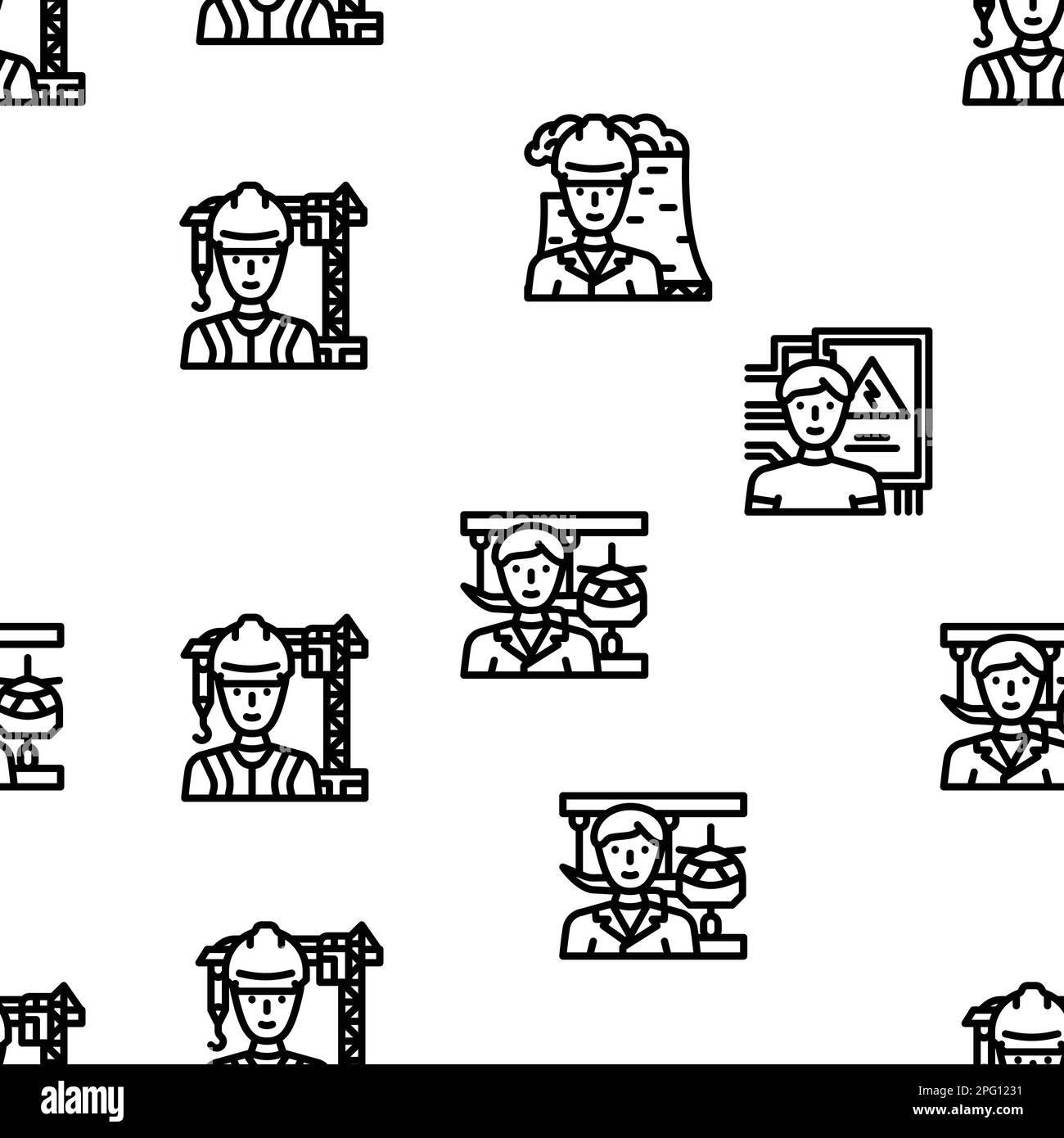 engineer worker man construction vector seamless pattern Stock Vector Image & Art - Alamy