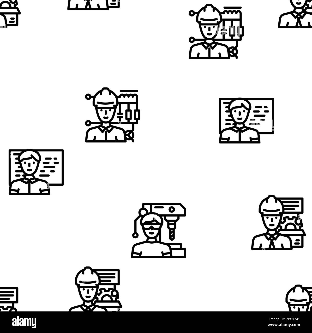 engineer worker man construction vector seamless pattern Stock Vector Image & Art - Alamy