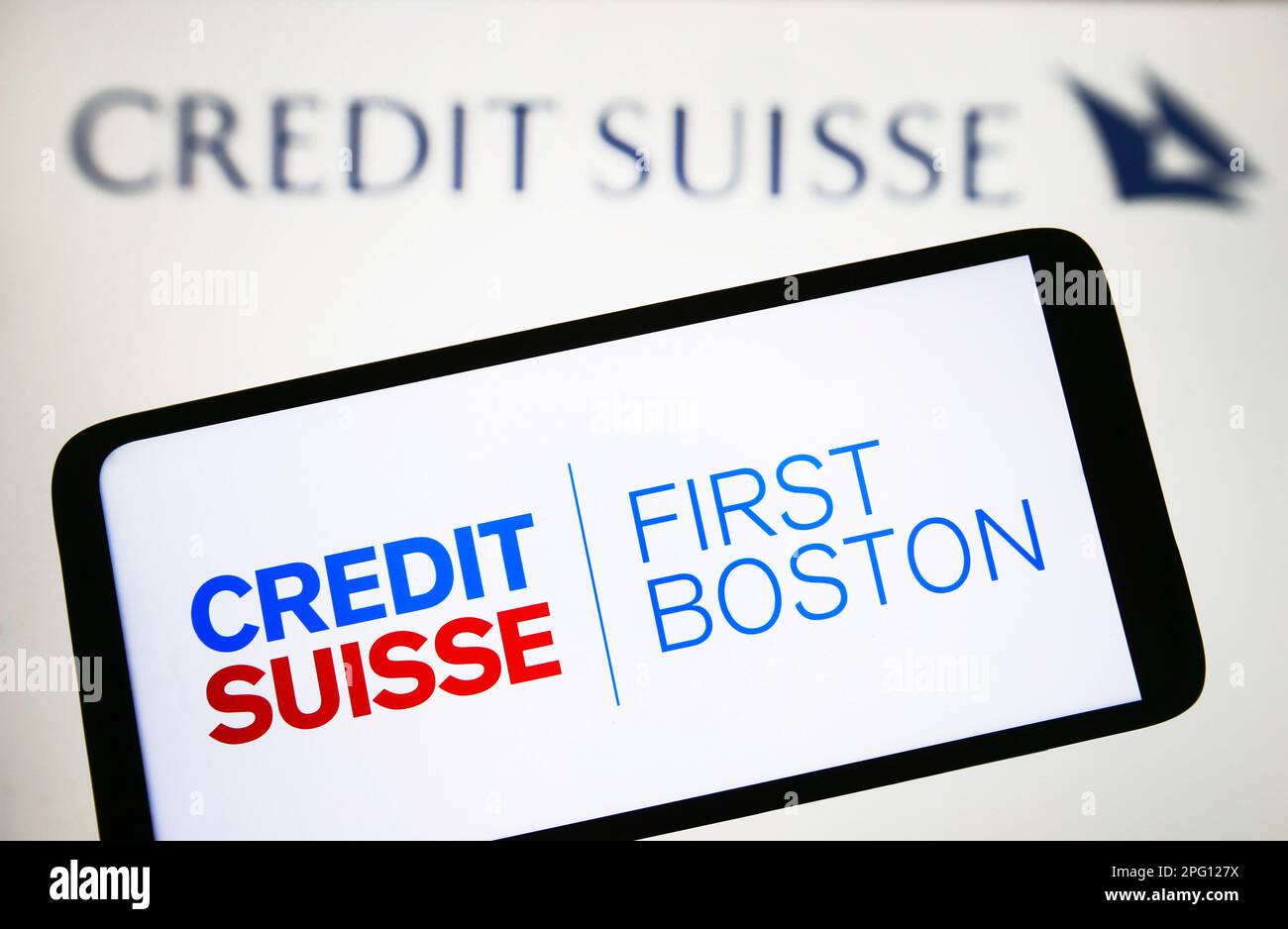 Ukraine. 19th Mar, 2023. In this photo illustration, a Credit Suisse ...