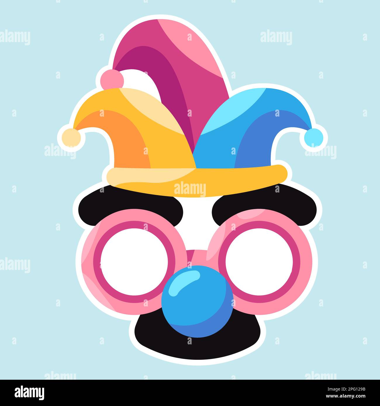 Clown mask with hat eyeglasses and mustache smile symbol of joke ...